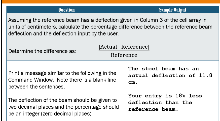Solved Question Output to Command Window items shown in BOLD | Chegg.com