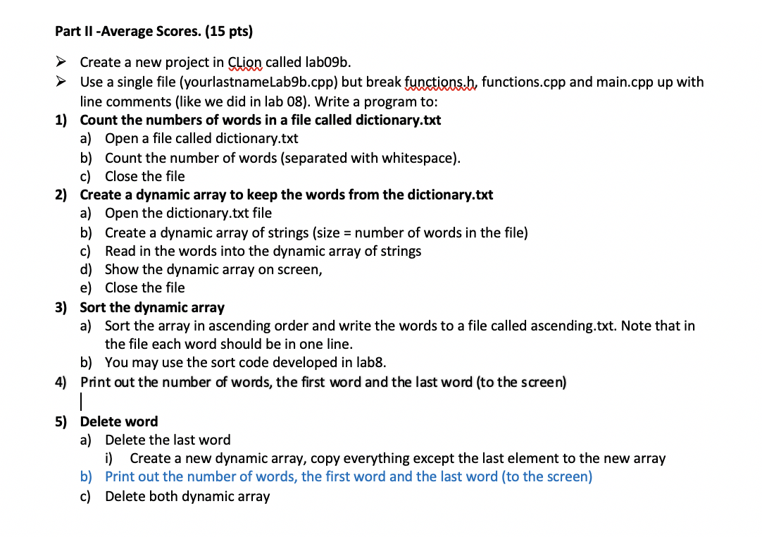 Solved Part II -Average Scores. (15 pts) Create a new | Chegg.com