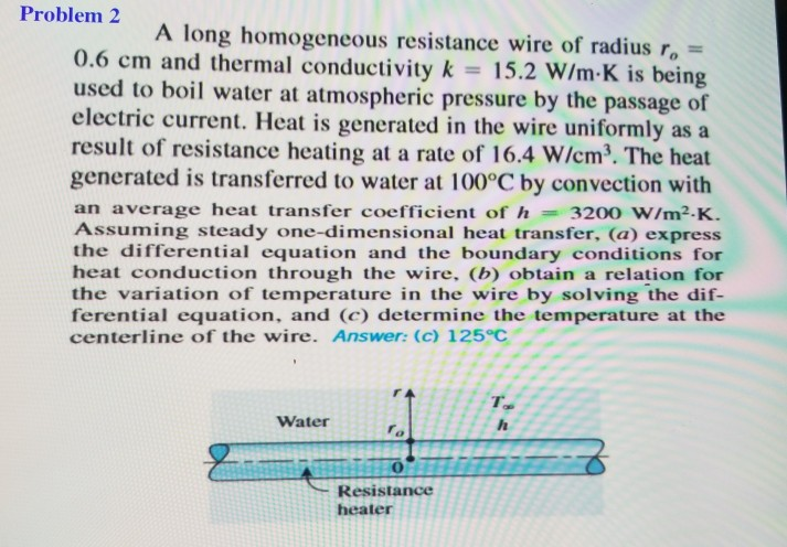 Solved Problem 2 A long homogeneous resistance wire of | Chegg.com