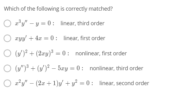 Solved Which of the following is correctly matched? O xy" – | Chegg.com