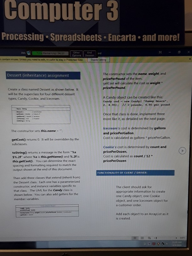 Solved Computer 3 Processing Spreadsheets . Encarta and | Chegg.com