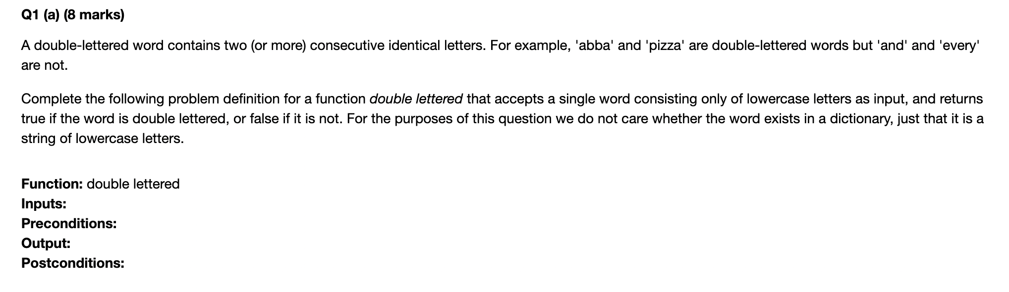 Solved A double-lettered word contains two (or more) | Chegg.com