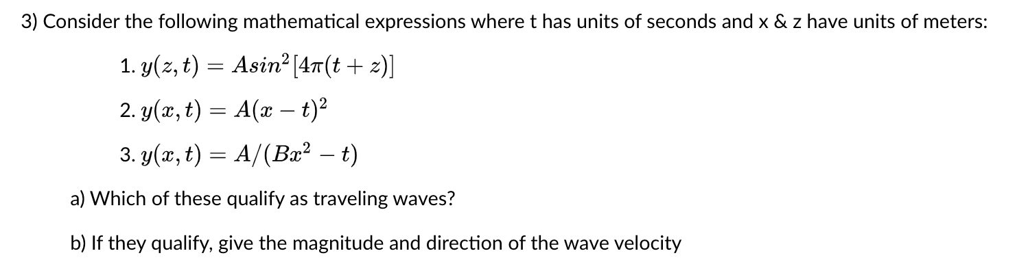 Solved 3) Consider the following mathematical expressions | Chegg.com