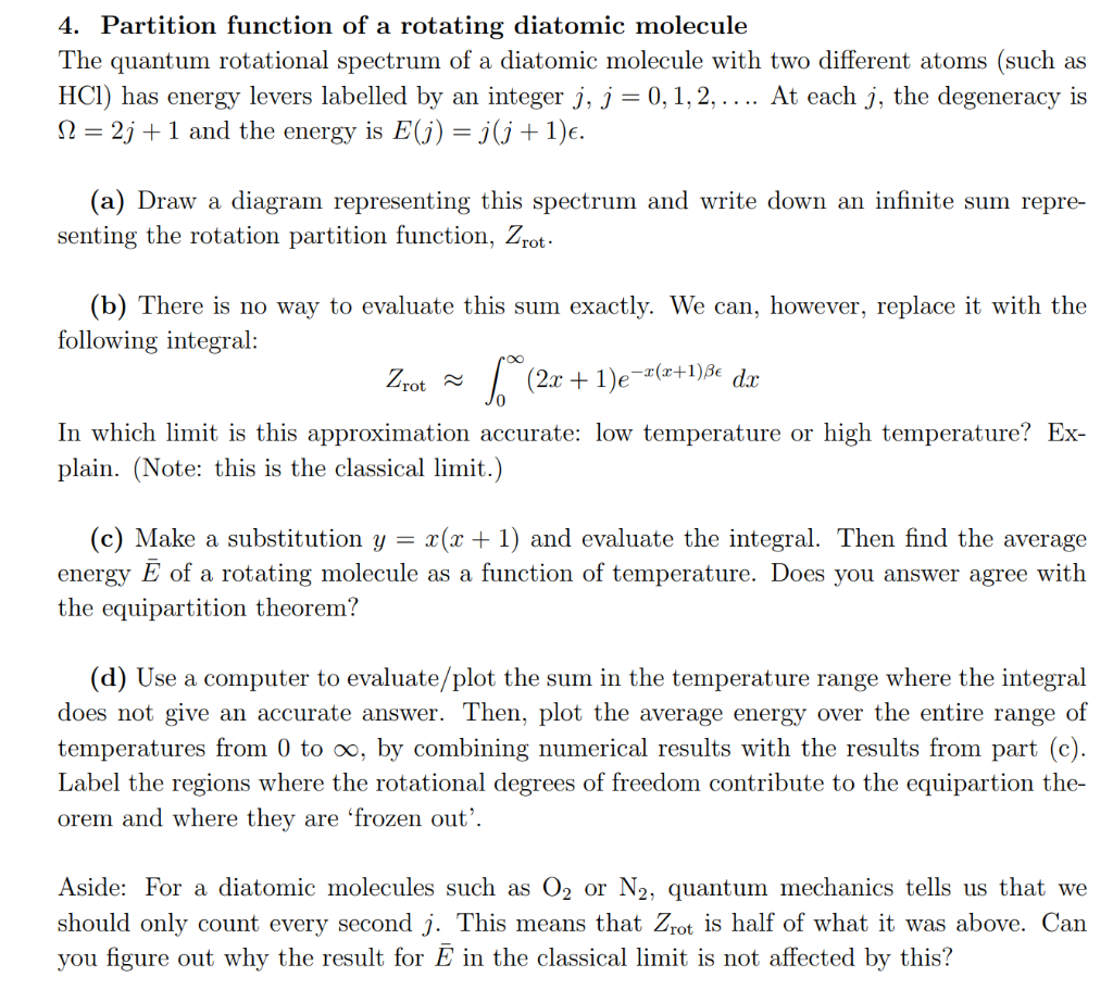 Solved Partition function of a rotating diatomic molecule | Chegg.com