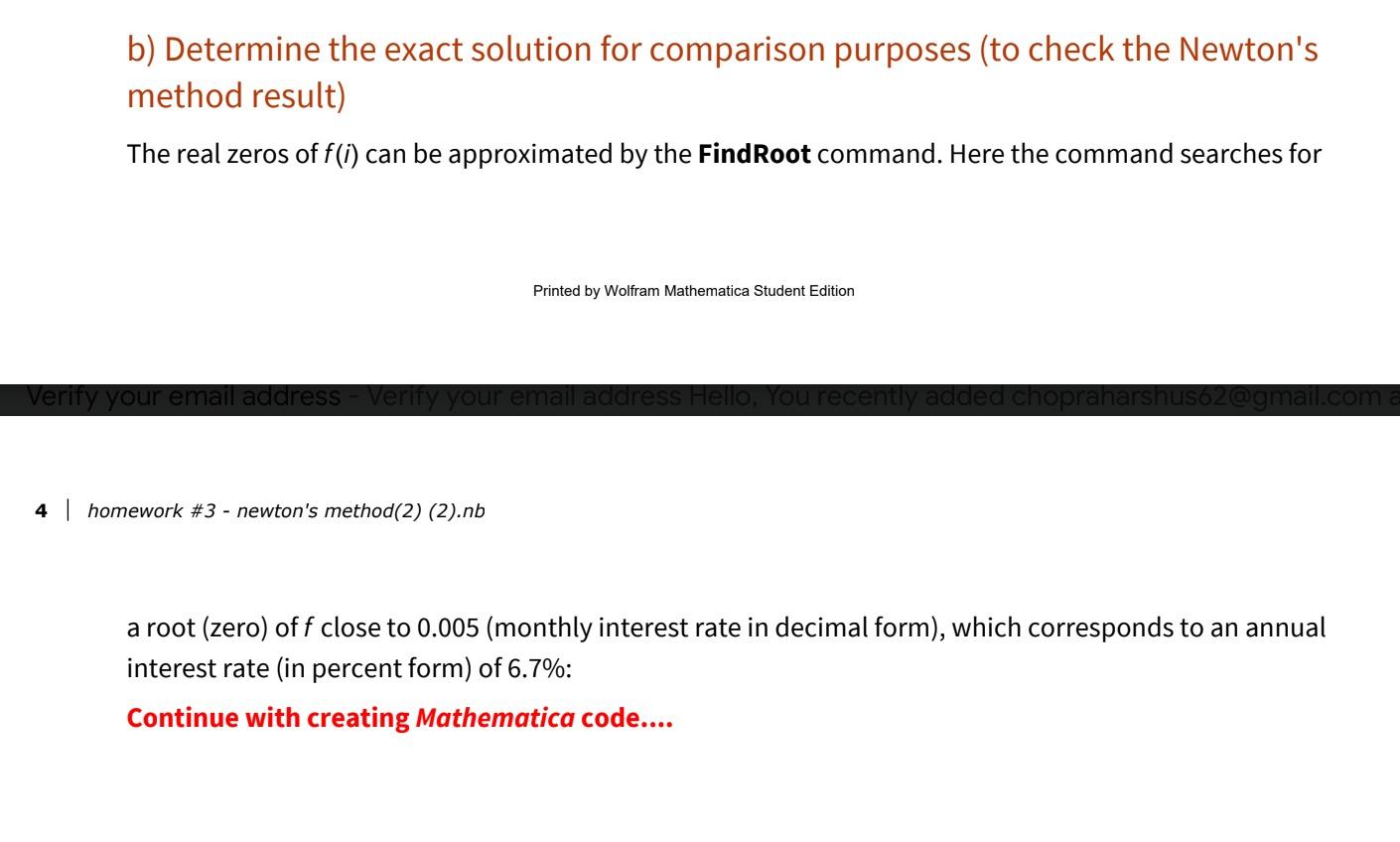 Solved Homework \#3 - Newton's Method with Mathematica | Chegg.com