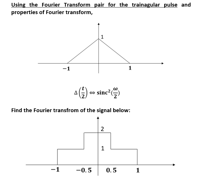 Solved Using the Fourier Transform pair for the trainagular | Chegg.com