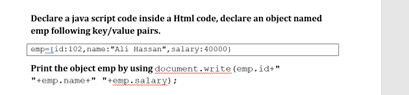Solved Declare a java script code inside a Html code, | Chegg.com