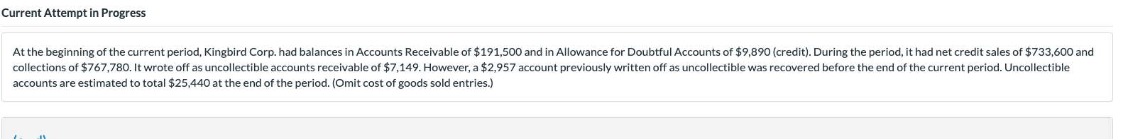Solved Current Attempt in Progress At the beginning of the | Chegg.com