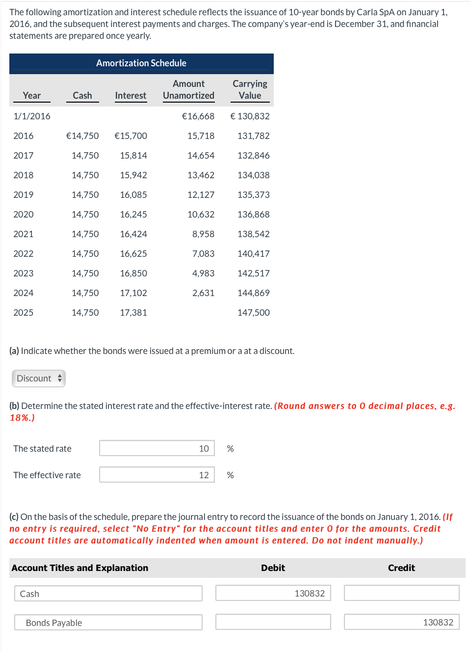 Solved The following amortization and interest schedule | Chegg.com