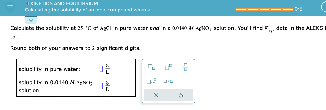 Solved Calculate the solubility at 25∘C of AgCl in pure | Chegg.com