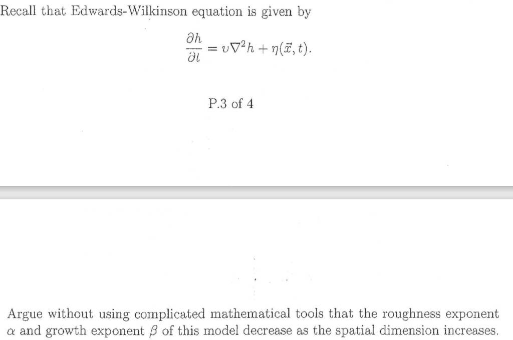 Solved Recall that Edwards-Wilkinson equation is given by | Chegg.com