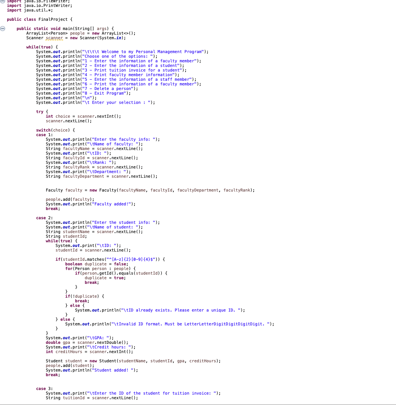 Solved When asked to enter the faculty's department, | Chegg.com
