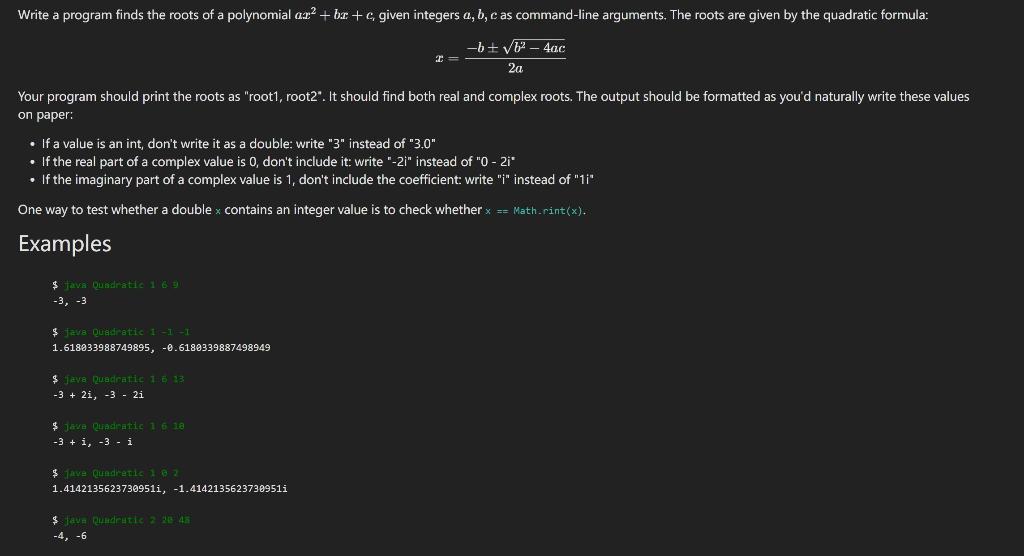 Solved Write a program finds the roots of a polynomial | Chegg.com