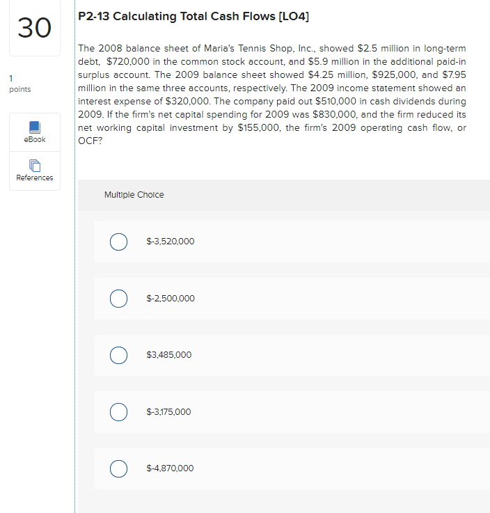 Solved P2-13 Calculating Total Cash Flows (L04] 30 1 points | Chegg.com