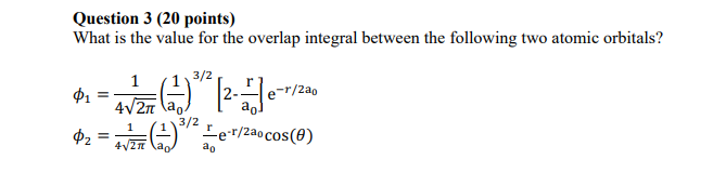 Solved Question 3 (20 points) What is the value for the | Chegg.com