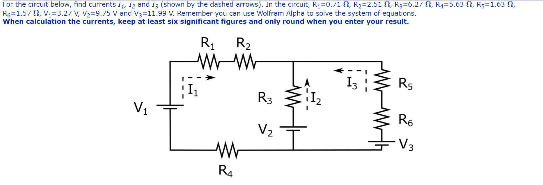 Solved For the circuit below, find currents I1,I2 and I3 | Chegg.com