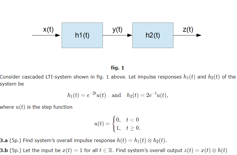 Solved fig. 1 Consider cascaded LTI-system shown in fig. 1 | Chegg.com