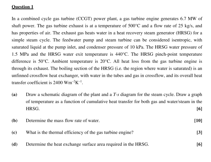 Solved Ouestion 1 In a combined cycle gas turbine (CCGT) | Chegg.com