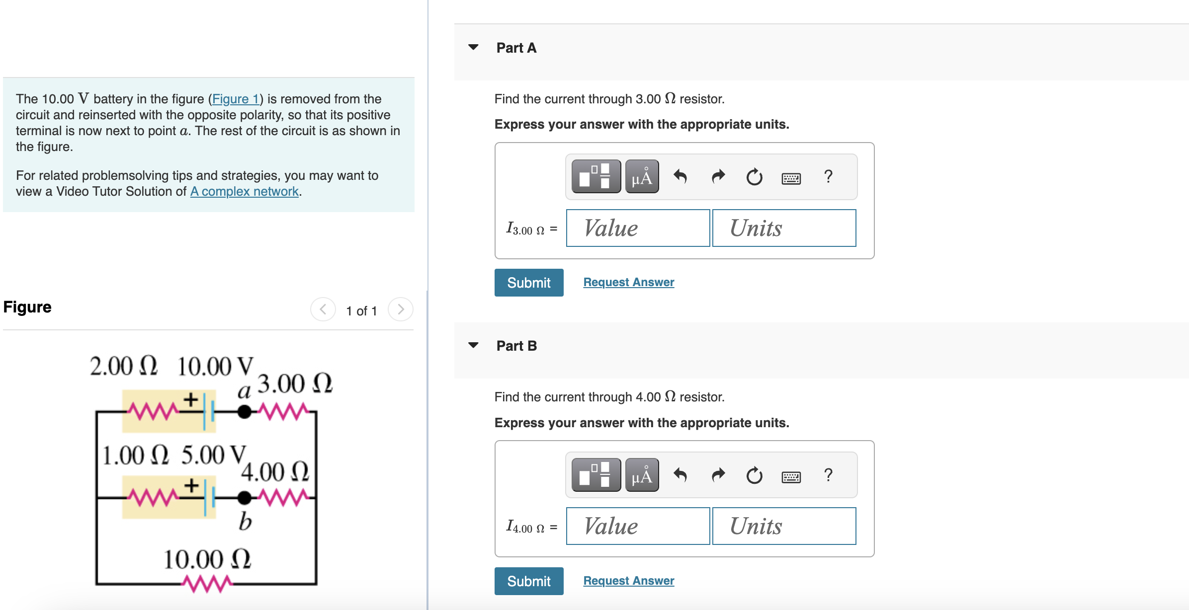 Solved The 10 00 V Battery In The Figure Figure 1 Is
