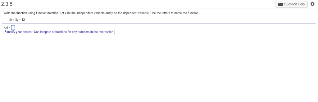 Solved 2.3.5 Question Help Write the function using function | Chegg.com