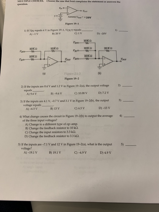 Solved MULTIPLE CHOICES. question. Choose the one that best | Chegg.com