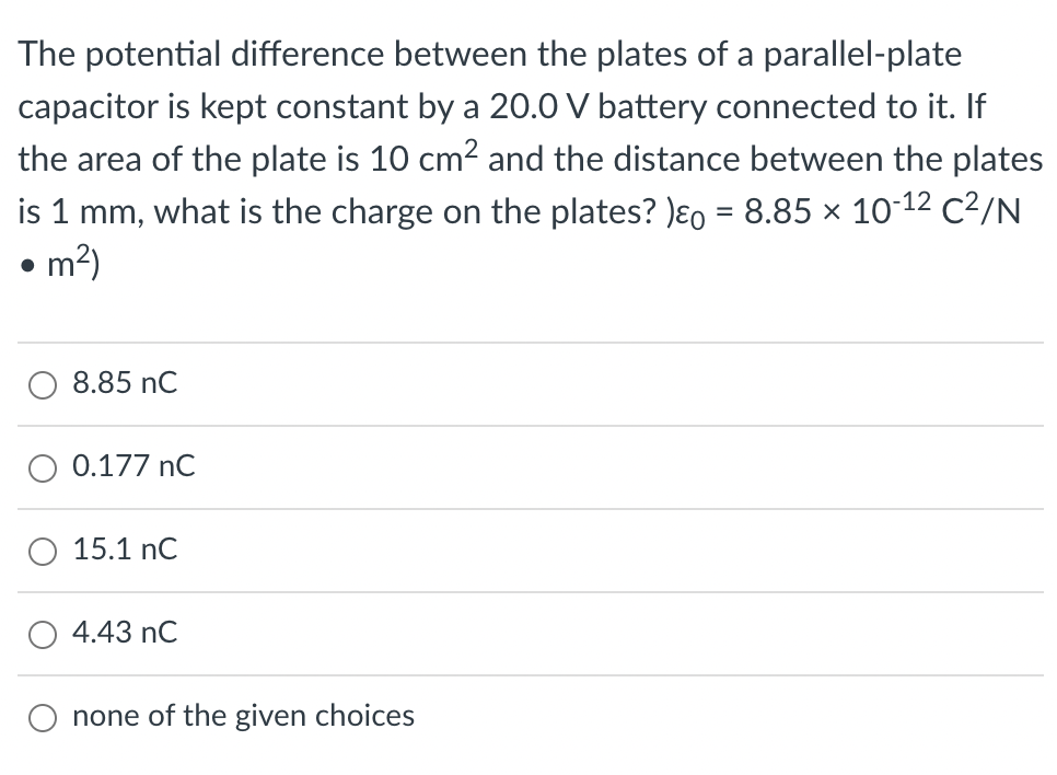 Solved The potential difference between the plates of a | Chegg.com