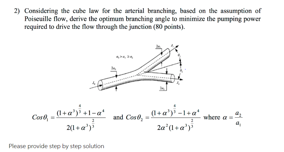 Solved 2) Considering the cube law for the arterial | Chegg.com
