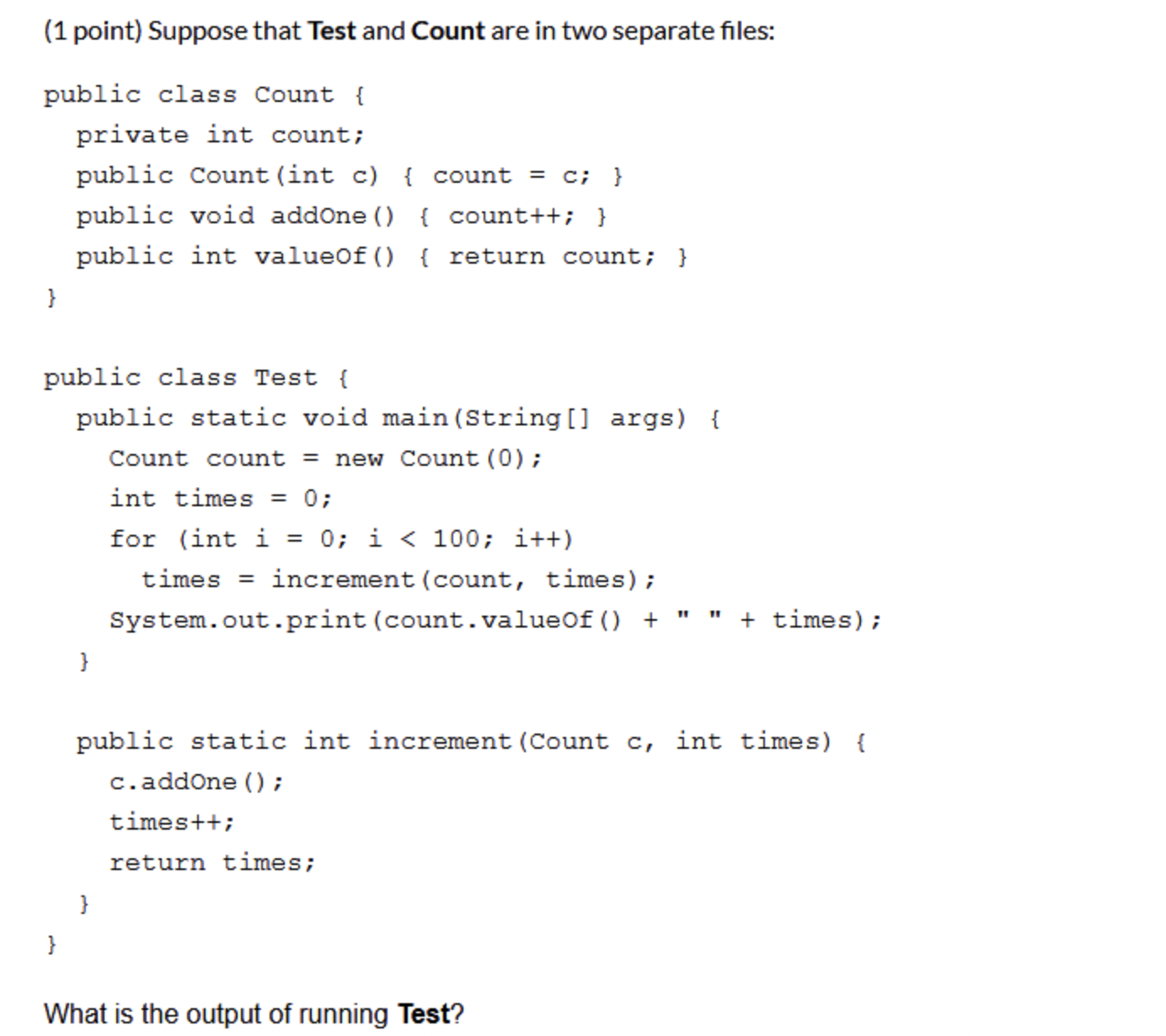 Solved (1 point) Suppose that Test and Count are in two | Chegg.com