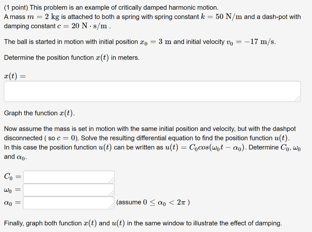 Solved (1 point) This problem is an example of critically | Chegg.com