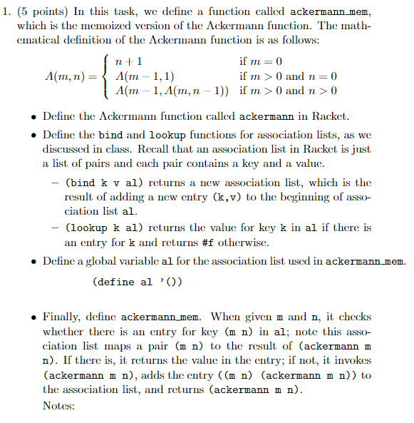 Solved 1. (5 points) In this task, we define a function | Chegg.com
