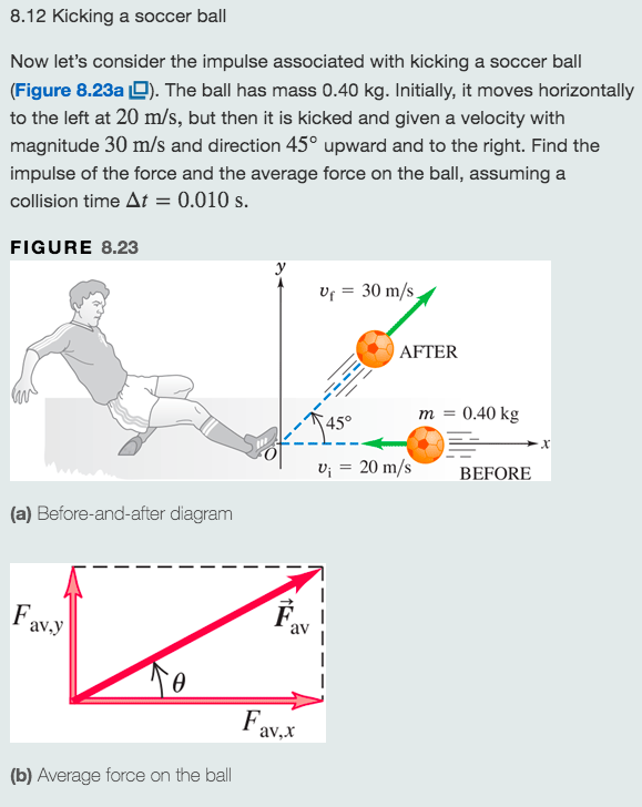 Solved 8.12 Kicking a soccer ball Now let's consider the | Chegg.com