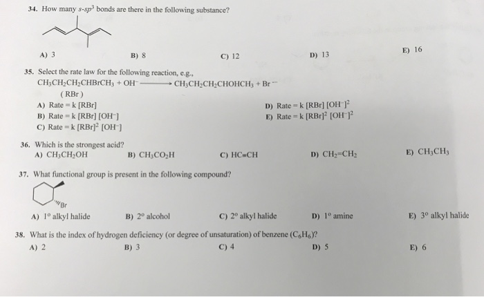 Solved 34. How many s-sp3 bonds are there in the following | Chegg.com