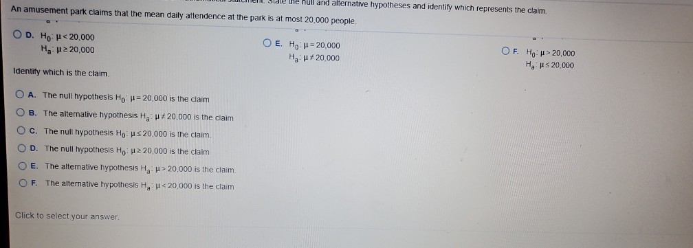 Solved For the statement below, write the claim as a | Chegg.com