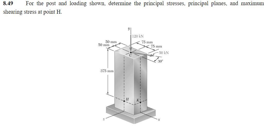 Solved 8.49 For the post and loading shown, determine the | Chegg.com