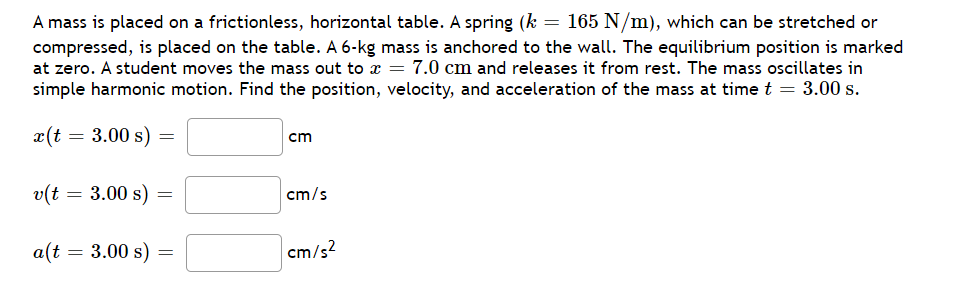 Solved A mass is placed on a frictionless, horizontal table. | Chegg.com