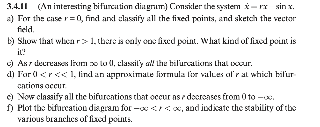 Solved 3.4.11 (An interesting bifurcation diagram) Consider | Chegg.com
