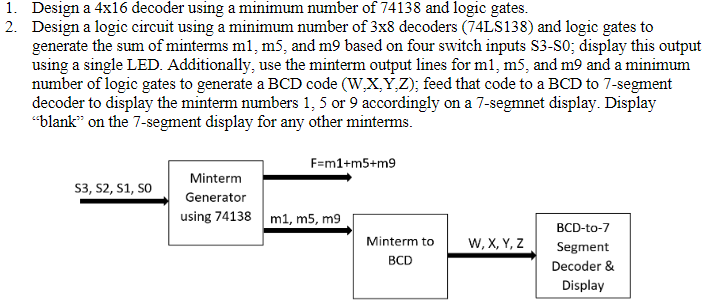 Solved 1. Design a 4x16 decoder using a minimum number of | Chegg.com
