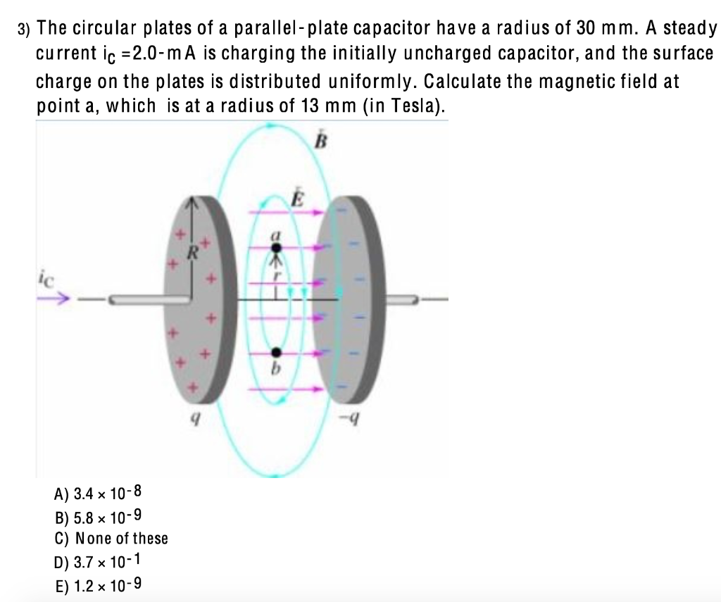 Solved 3) The circular plates of a parallel-plate capacitor | Chegg.com