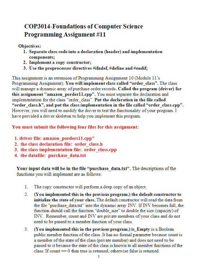 Solved COP3014-Foundations of Computer Science Programming | Chegg.com