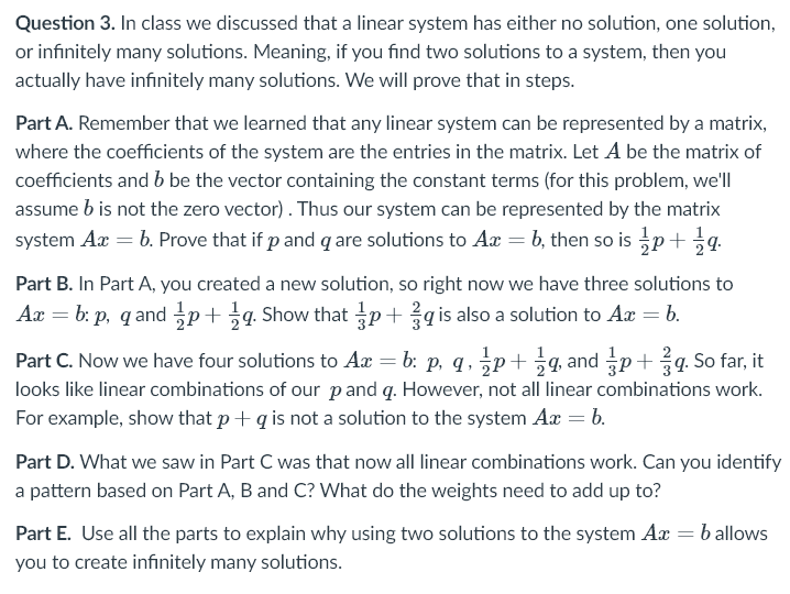 Solved 9. Question 3. In class we discussed that a linear | Chegg.com