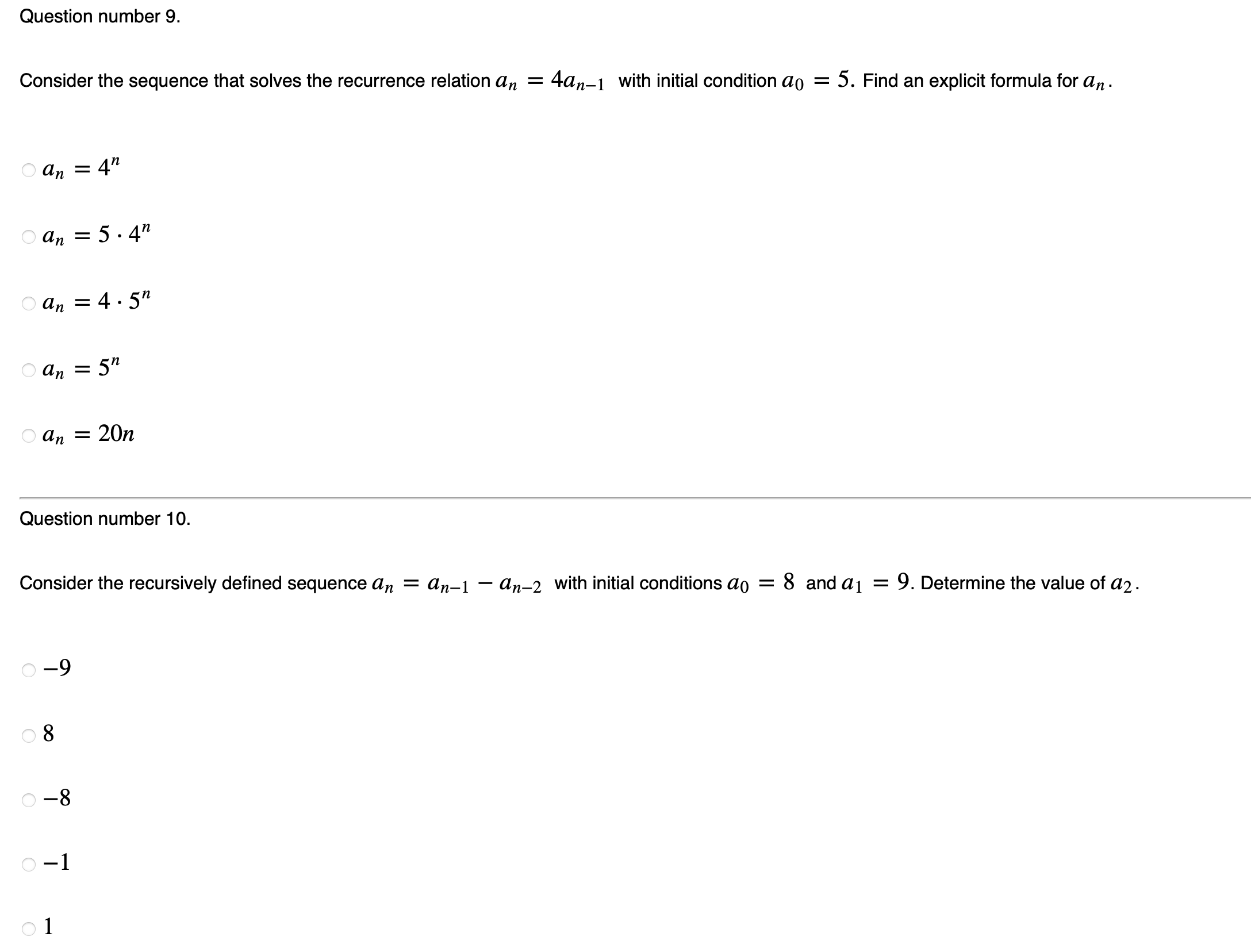 Solved Consider the sequence that solves the recurrence | Chegg.com