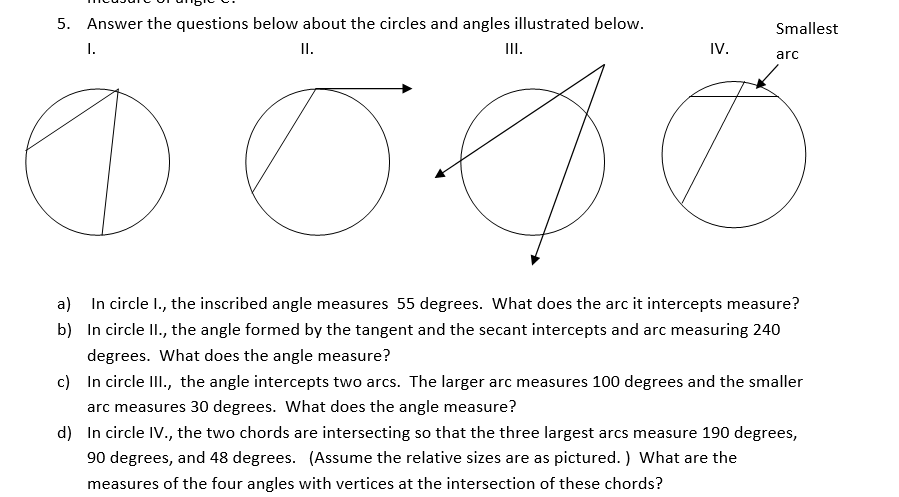 Solved 5. Answer the questions below about the circles and | Chegg.com