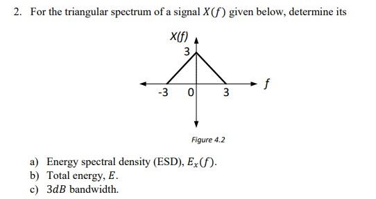 Solved 2. For the triangular spectrum of a signal X(f) given | Chegg.com