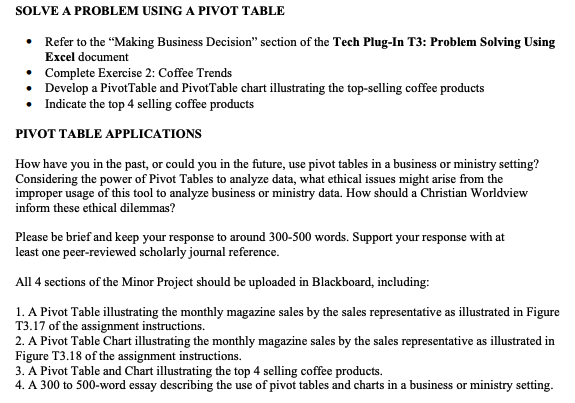 Solved SOLVE A PROBLEM USING A PIVOT TABLE - Refer to the | Chegg.com