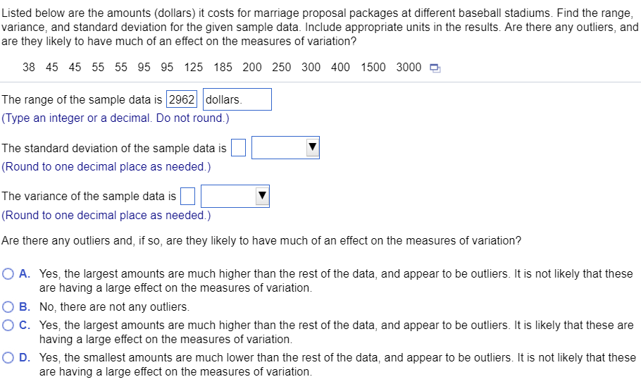 Solved Listed below are the amounts (dollars) it costs for | Chegg.com
