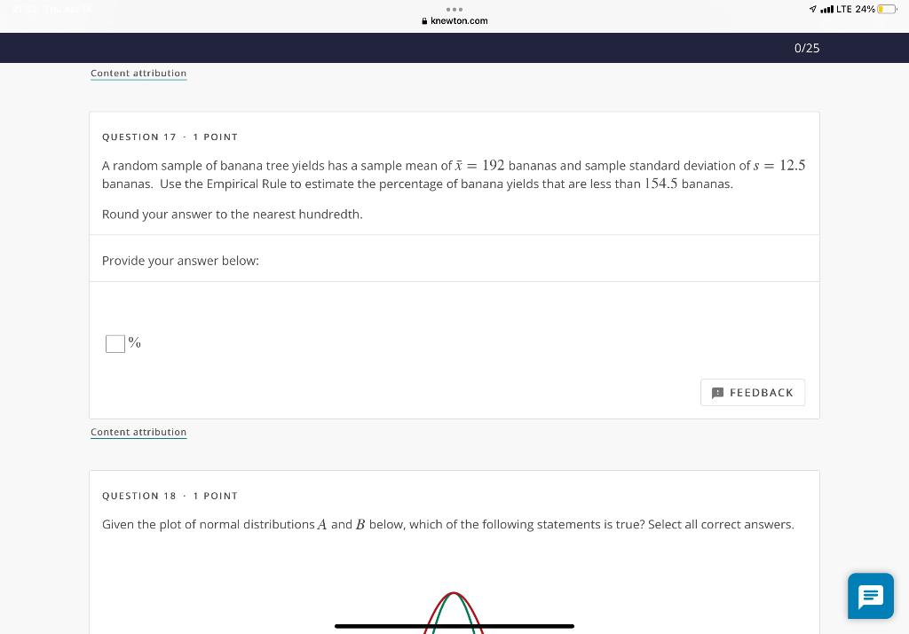 LTE 24% ] G. knewton.com 0/25 Content attribution | Chegg.com