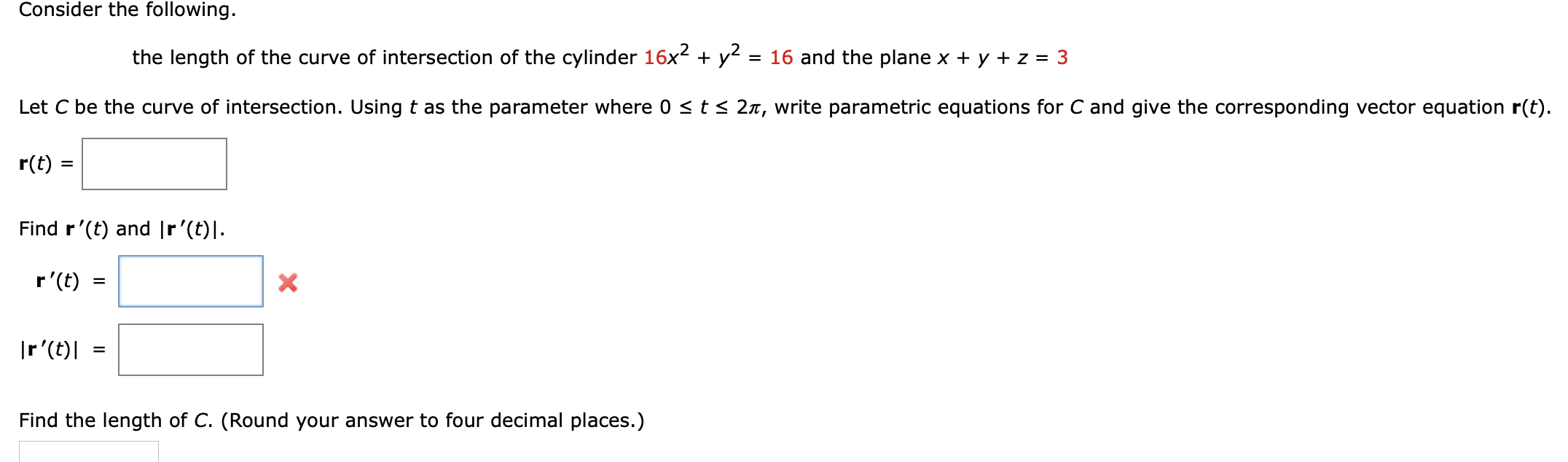 Solved Consider the following. the length of the curve of | Chegg.com