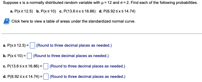 Solved Suppose x is a normally distributed random variable | Chegg.com