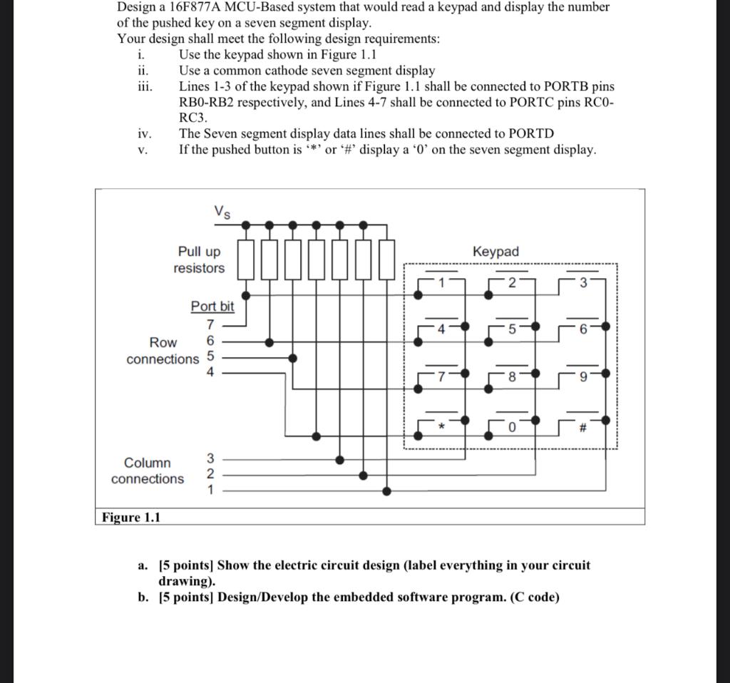 Design a 16F877A MCU-Based system that would read a | Chegg.com