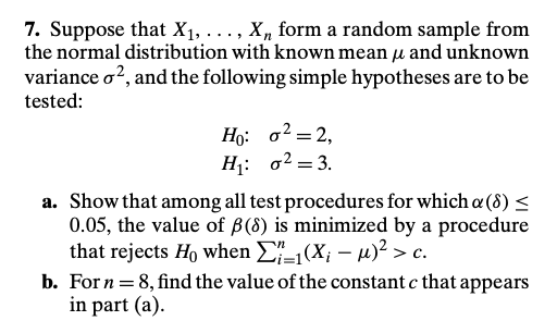 Solved 7. Suppose that X1,…,Xn form a random sample from the | Chegg.com